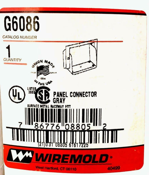 Wiremold G6086 Gray Panel Connector