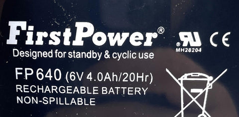 FirstPower FP640 Original OEM Non-Spill Rechargeable Battery 6V 4.0Ah