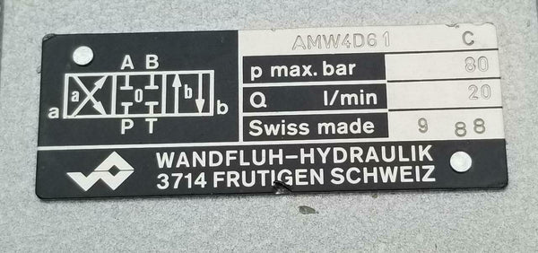 Wandfluh AMW4D61 Solenoid Control Valve 80 Bar