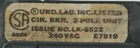 Bryant BR330 3 Pole Circuit Breaker 30A 240VAC 3 PH Plug In Mount ...