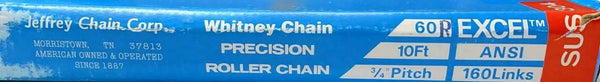 Whitney Chain 60R Excel Precision Roller Chain 10Ft 3/4" Pitch 160 Lin