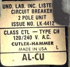 Cutler-Hammer CH230 2 Pole Circuit Breaker 30A 120/240VAC 1 PH Plug In