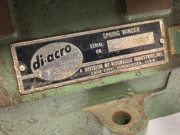 Vintage Di-Acro Spring Winder Partial Unit For Parts Only