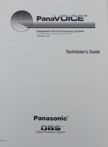 Panasonic PanaVOICE 2.0 Voice Processing System System Manager's Guide