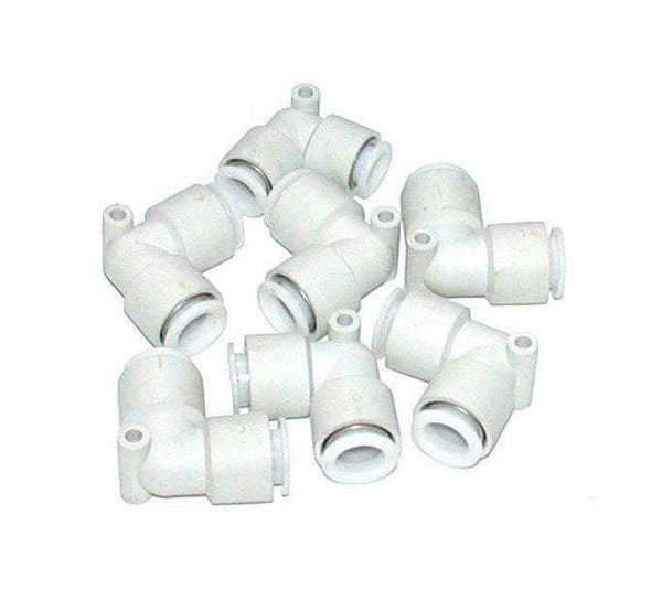 Lot of 7 SMC Spore Pneumatic Push Lock Elbow Fittings 12 mm X 12 mm Ho