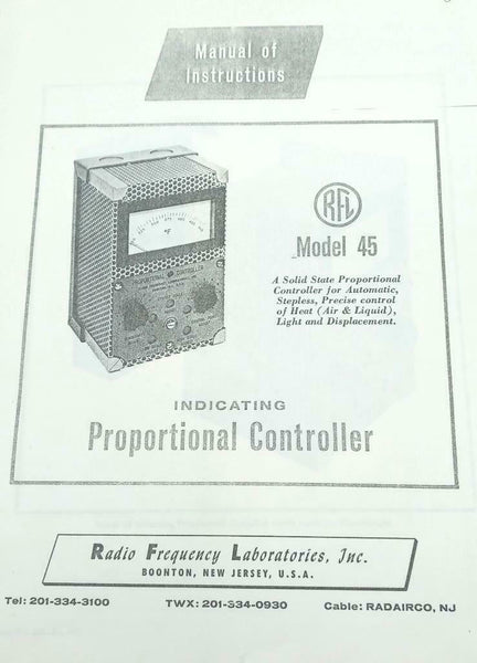 RFL Industries Model 45 Indicating Proportional Controller Instruction