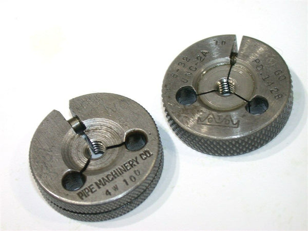 GREENFIELD & PIPE MACHINE GO & NO GO SET THREAD RING GAGES #8-32