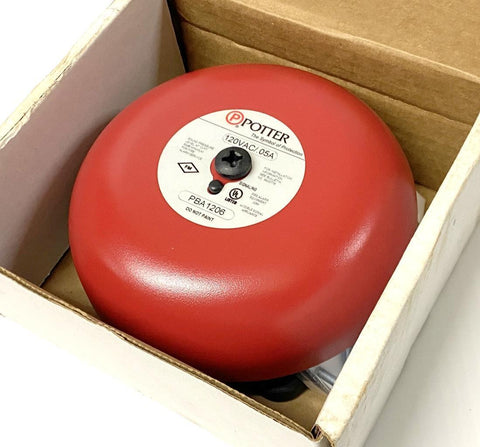 Potter PBA1206 6" Fire Alarm Bell Red 120VAC 1806120