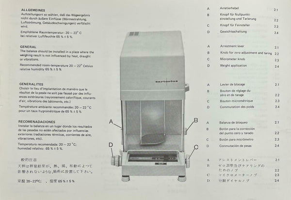 Sartorius Model 2432, 2434, 2442, 2462, 2480 Balance Instruction Manua