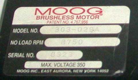 Moog M303-029A Brushless Motor 350 Volts Max