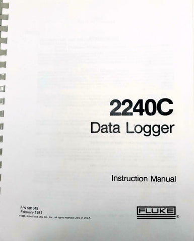 Fluke 2240C Data Logger Instruction Manual
