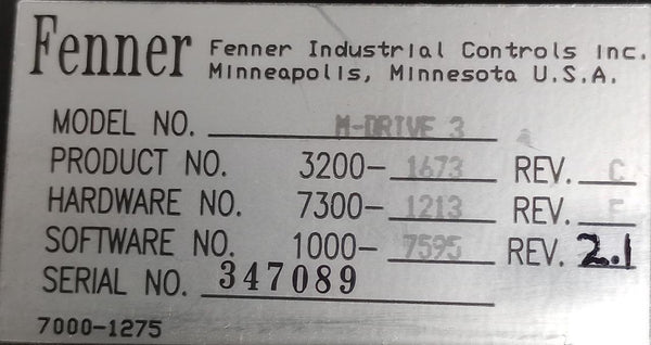 Fenner Contrex M-DRIVE 3 Digital DC Drive Motor Speed Control 16A 115/
