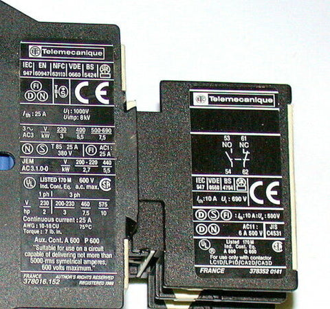 TELEMECANIQUE MOTOR STARTER 12 AMP 110 V MODEL LC1D1210