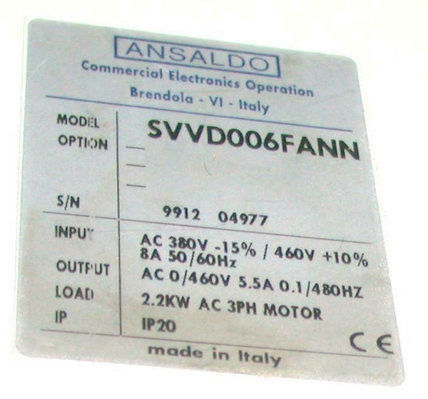 Ansaldo SVVD006FANN 3-Phase Variable Frequency AC Drive 2.2 KW 3 HP