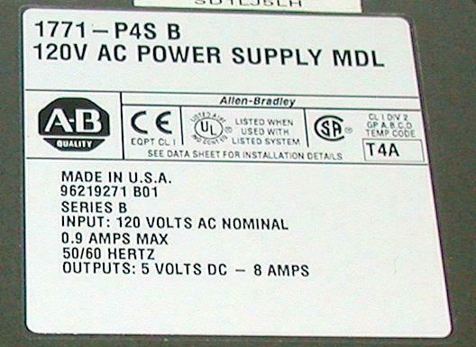 Allen Bradley 1771-P4S Series B PLC Power Supply Module 120 VAC ...