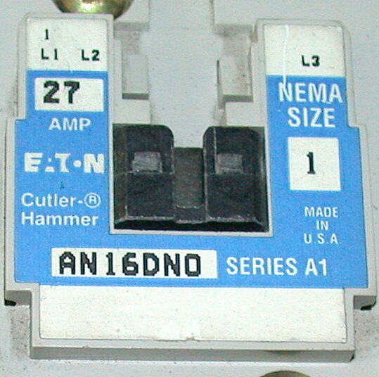 CUTLER-HAMMER MOTOR STARTER RELAY 27 AMP MODEL AN16DN0