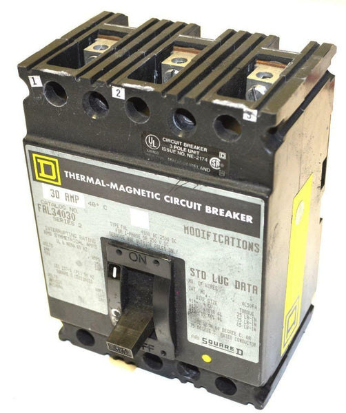SQUARE D FAL34030 THERMO-MAGNETIC 3-POLE CIRCUIT BREAKER 30 AMP 240 VA