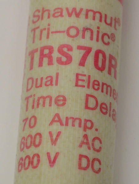 GOULD SHAWMUT TRS70R DUAL ELEMENT TIME DELAY FUSE 600 VAC/DC 70 AMP