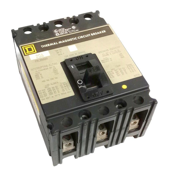 Square D FAL34020 3-Pole Circuit Breaker 20A 4800VAC 3 PH Feed-Thru