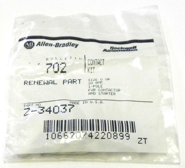 NEW ALLEN BRADLEY Z-34037 MOTOR STARTER CONTACT KIT 20 AMP SIZE 0