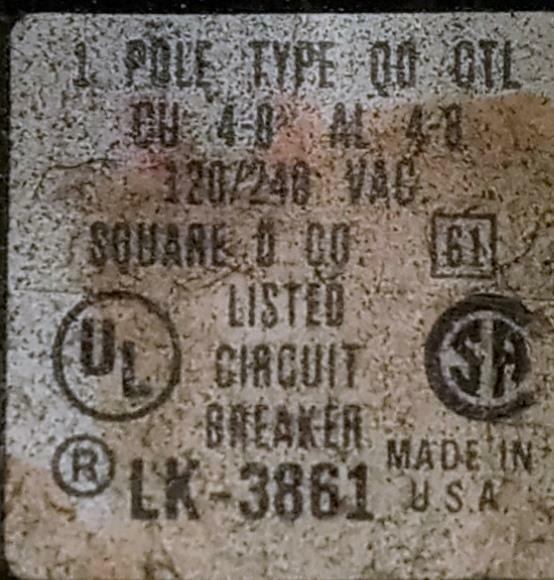 Square D Type QO LK-3861 Circuit Breaker 40A 1 Pole 120/240VAC ...