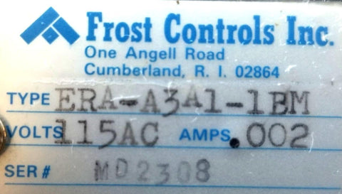 Frost Controls ERA-A3A1-1BM Relay 115VAC 0.002A MD2308 60Hz
