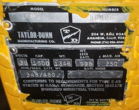 Taylor Dunn 36V Electric Utility Cart 1432C 1500 LB Capacity