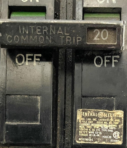 General Electric THQL2120 2-Pole Circuit Breaker 20A 120/240VAC 1 PH P