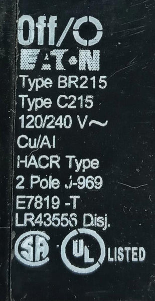 Eaton BR215 2 Pole Circuit Breaker 15A 120/240V Plug-On Mount – Surplus ...