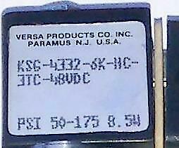 Versa KSG-4332-6K-HC-3TC-48VDC Manifold Solenoid Valve 48 VDC 8.5 Watt