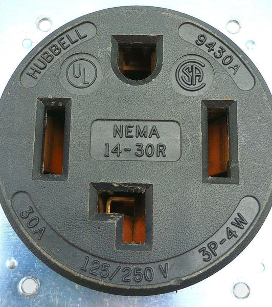 Hubbell 9430A Female Receptacle Outlet W/Mounting Plate 30A 125/250V 3