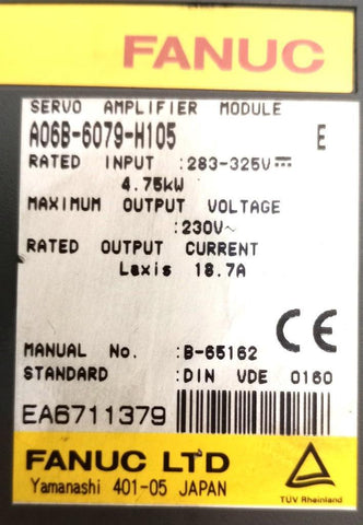 Fanuc A06B-6079-H105 Servo Amplifier Module 230VAC 4.75kW 18.7A – Surplus Select