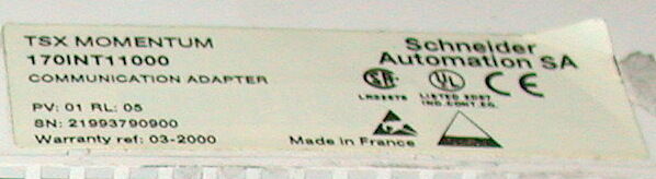 SCHNEIDER AUTOMATION COMMUNICATION ADAPTER AND BASE MOD. 170INT11000 1