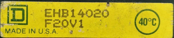 Square D EHB14020 1 Pole Circuit Breaker 20A 120/277VAC Bolt-On Therma