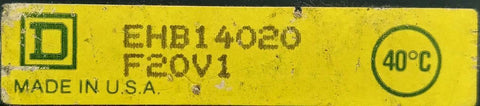 Square D EHB14020 1 Pole Circuit Breaker 20A 120/277VAC Bolt-On Therma