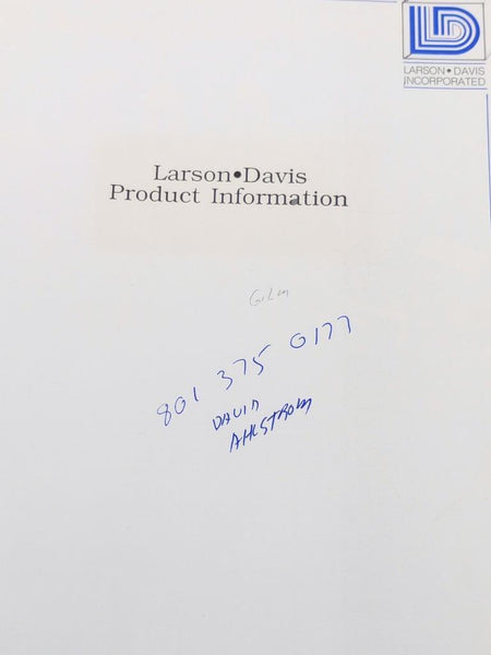Larson-Davis Product Information Data Manual 1990 Mfg | Surplus Select