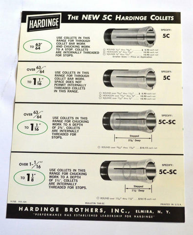 HARDINGE THR-5C 5C COLLET BROCHURE
