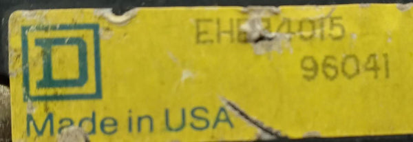 Square D EHB34015 3 Pole Circuit Breaker 15A 240VAC 3 PH Bolt-On Mount ...