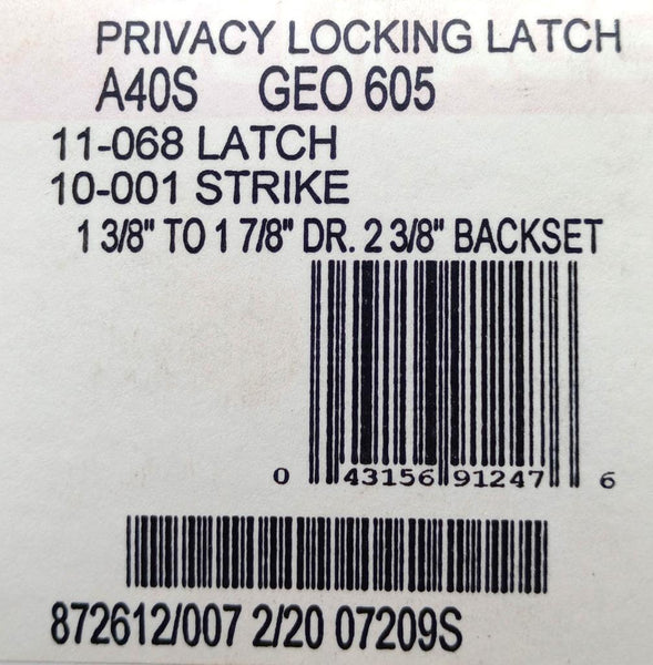 Schlage A40S GEO 605 Grade 2 Privacy Cylindrical Lock Brass Georgian K ...