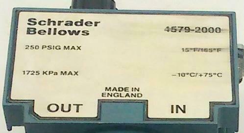 Schrader Bellows 4579-2000 Pneumatic Lubricator Filter 250 PSIG Max.