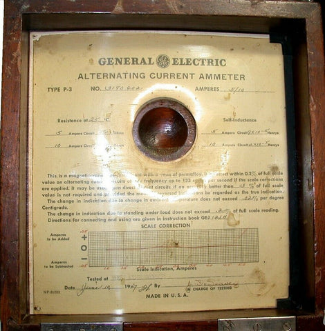 General Electric Alternating Current Ammeter P-3
