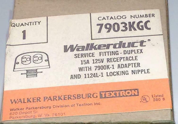 New Textron Walkerduct 7903KGC Service Fitting Duplex 15 Amp 125 VAC ...