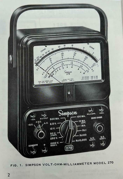 Simpson Model 270 Volt-Ohm-Milliammeter Operator's Manual – Surplus Select