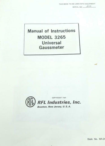 RFL Industries Model 1900 DC Instrument Calibration Standard Instructi