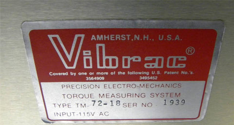 Vibrac TM72-18 Torque Measuring System
