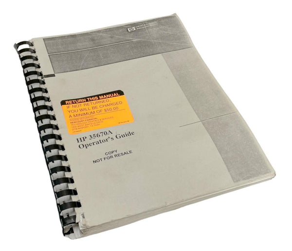 HP 35670A Dynamic Signal Analyzer Operator's Guide | Surplus Select