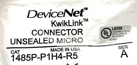 Allen-Bradley 1485P-P1H4-R5 Ser. A DeviceNet KwikLink Connector Unseal