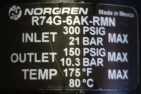 Norgren R74G-6AK-RMN Air Pressure Regulator 3/4" NPT 300/150 PSI IN/OU
