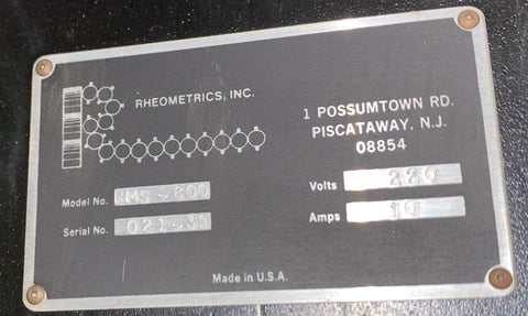 Rheometrics RMS-800 Rheometer Replacement 220V 10A