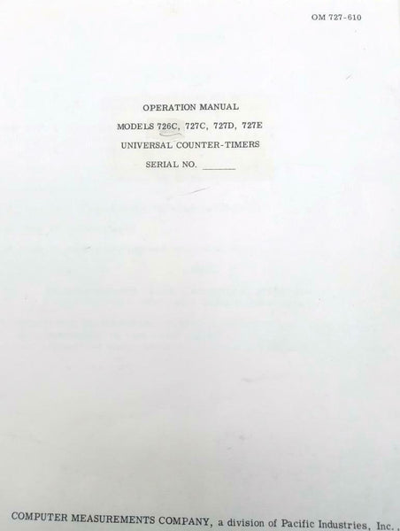 CMC Models 726C, 727C, 727D & 727E Universal Counter-Timers Operating ...